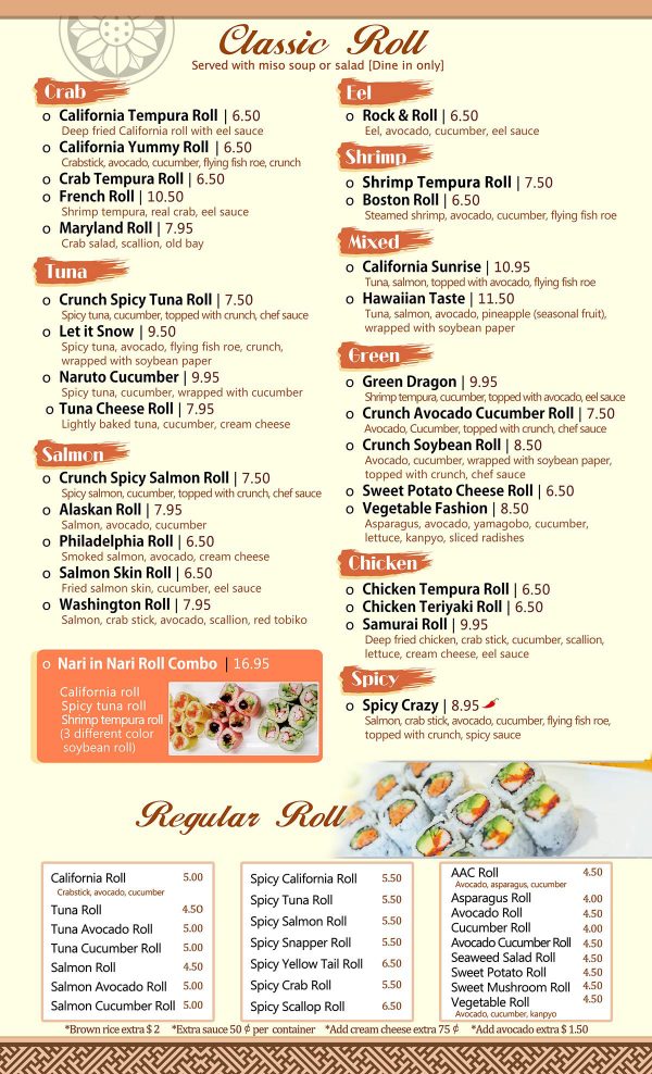MENU – Welcome to Sushi Nari